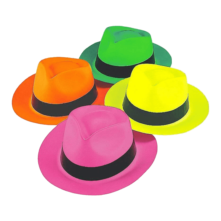 Neon Gangster Hats (12 Pack)